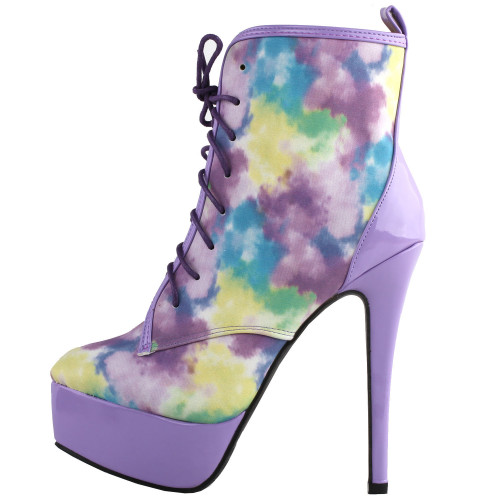 SHOW STORY Retro Purple Lace-Up Platform Stiletto High Heels Ankle Boot ...