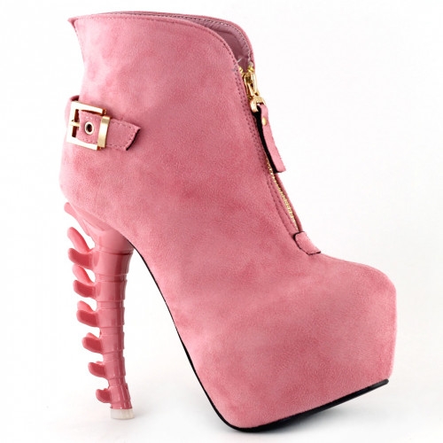 Show Story Trendy Buckle Zip High-top Bone Heel Platform Ankle Boots ...
