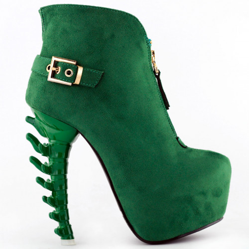 Show Story Trendy Buckle Zip High-top Bone Heel Platform Ankle Boots ...