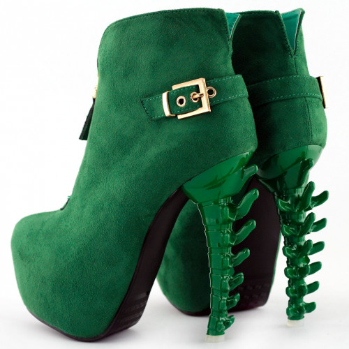 Show Story Trendy Buckle Zip High-top Bone Heel Platform Ankle Boots ...
